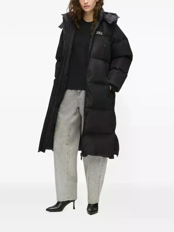 Karl Lagerfeld Long Hooded Puffer Jacket