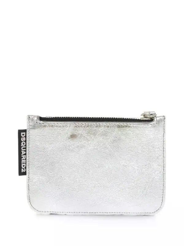 Dsquared2 Eyelet-embellished Studded Card Holder - Silver