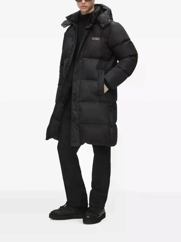 Karl Lagerfeld Long Hooded Puffer Jacket