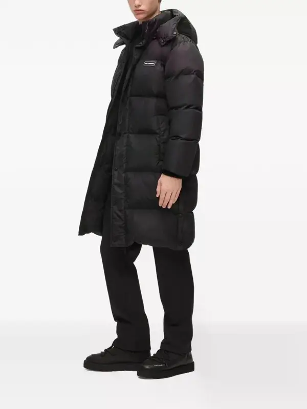 Karl Lagerfeld Long Hooded Puffer Jacket - Black