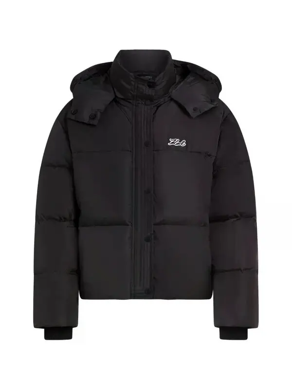 Karl Lagerfeld Short Hooded Puffer Jacket - Black