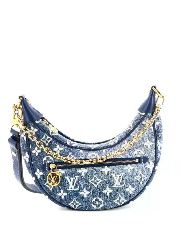 LOUIS VUITTON Loop Handbag Monogram Jacquard Denim Hobo Bag - Blue