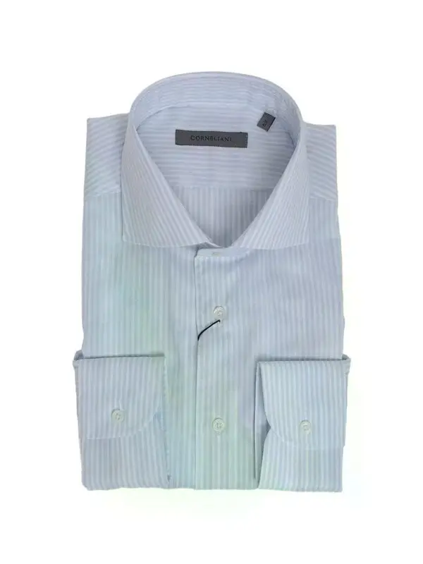 Corneliani Awning-stripe French-collar Shirt