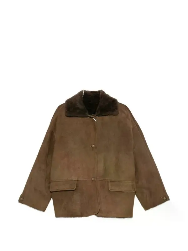 LISKA Shearling-collar Button-fastening Jacket