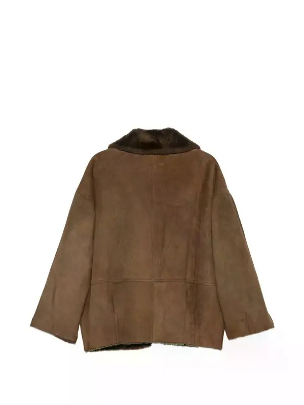 LISKA Shearling-collar Button-fastening Jacket