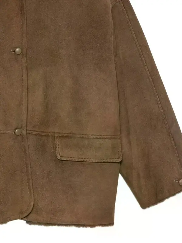 LISKA Shearling-collar Suede Jacket