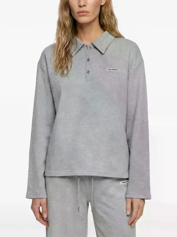 Karl Lagerfeld Rhinestone Embellished Cotton Loungewear Sweatshirt