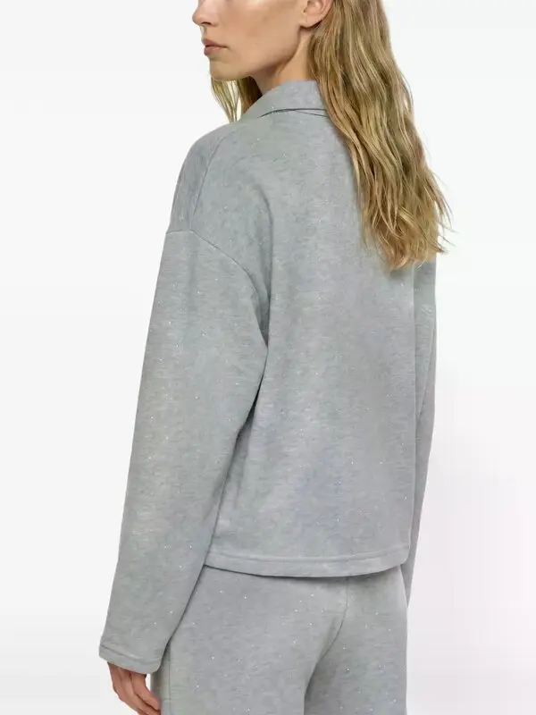 Karl Lagerfeld Rhinestone Embellished Cotton Loungewear Sweatshirt - Grey