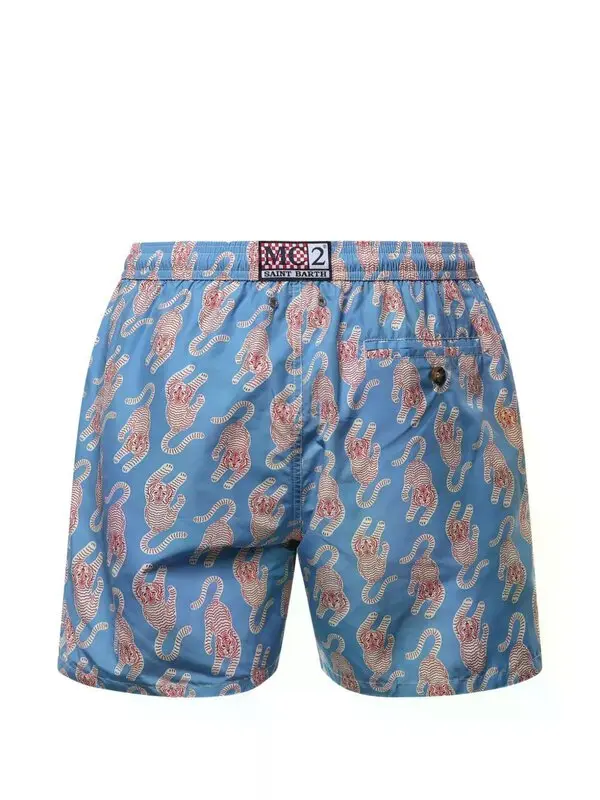 MC2 SAINT BARTH Lighting Tiger-print Swim Shorts - Blue
