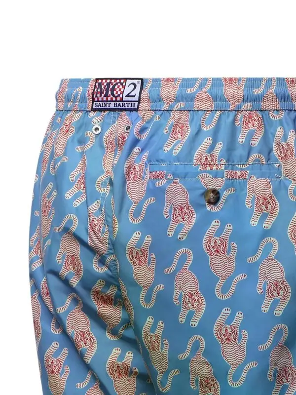 MC2 SAINT BARTH Lighting Tiger-print Swim Shorts - Blue