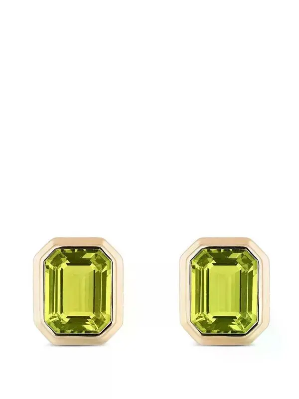 Goshwara Manhattan Peridot Emerald-cut Stud Earrings In 18k Yellow