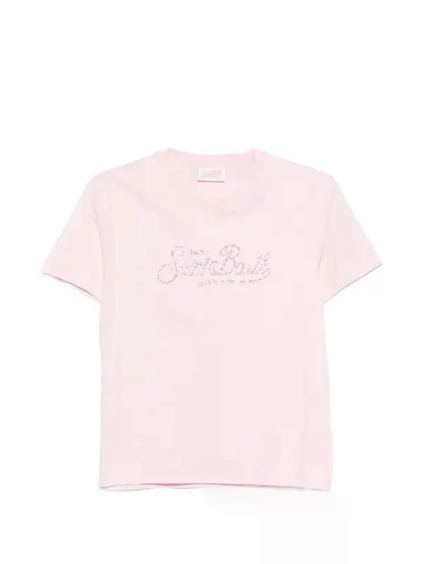MC2 SAINT BARTH Rhinestone Logo T-shirt - Pink