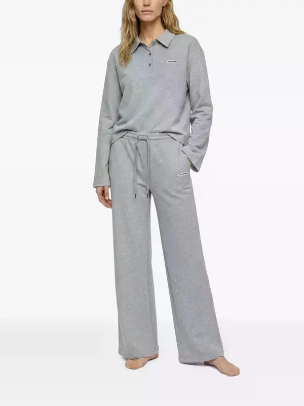 Karl Lagerfeld Rhinestone Embellished Wide Leg Lounge Pants