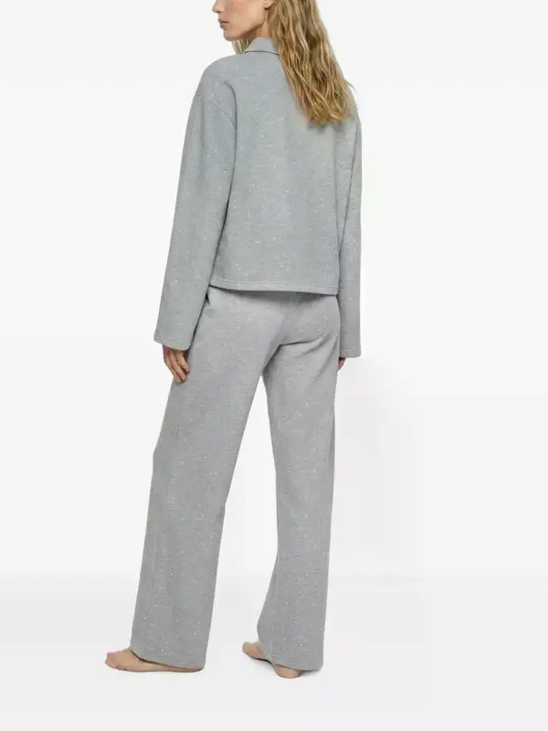 Karl Lagerfeld Rhinestone Embellished Wide Leg Lounge Pants