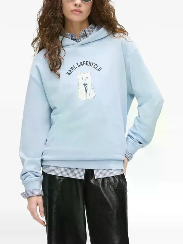 Karl Lagerfeld Ikon Choupette Sketch Hoodie - Blue