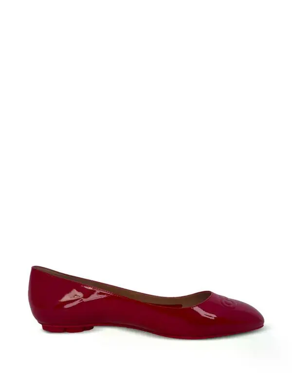 FERRAGAMO Burgundy Leather Horsebit Ballet Flats