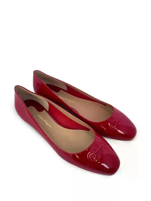 FERRAGAMO Burgundy Leather Horsebit Ballet Flats