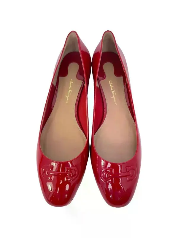 FERRAGAMO Burgundy Leather Horsebit Ballet Flats