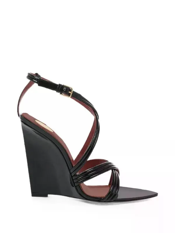 Saint Laurent Patent Leather Wedge Sandals