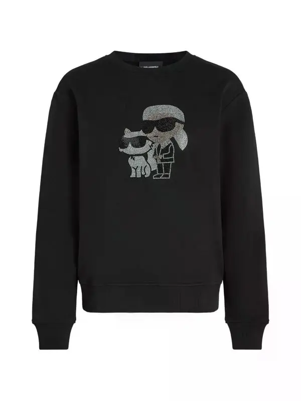 Karl Lagerfeld Ikon Rhinestone Sweatshirt - Black