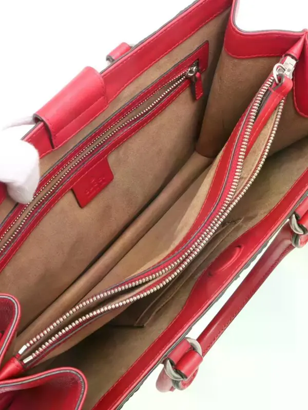 Gucci 2000-2015 Gg Supreme Arabesque Convertible Top Handle Bag Satchel - Red