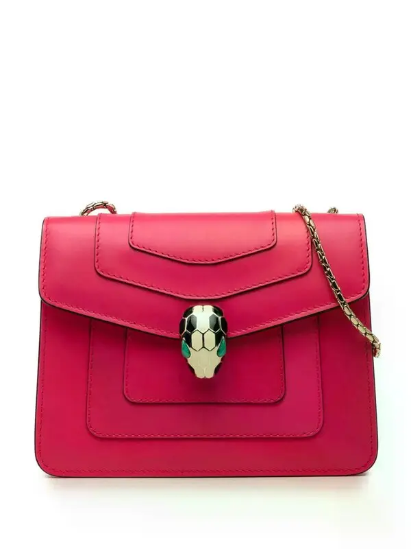 BVLGARI 2019 Small Leather Square Serpenti Forever Chain Crossbody Bag - Pink