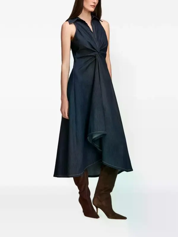 Cinq À Sept Sherri Twist-detail Denim Midi Dress - Blue