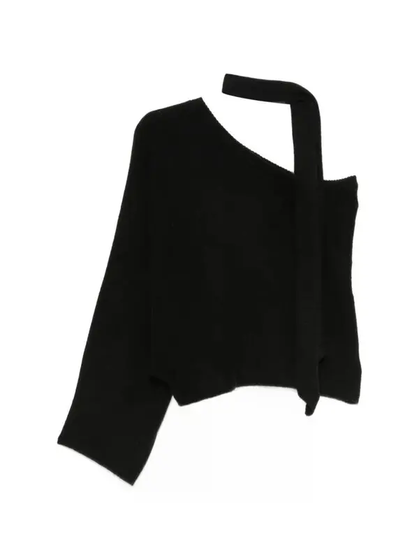 Federica Tosi One-shoulder Sweater And Scarf Set - Black