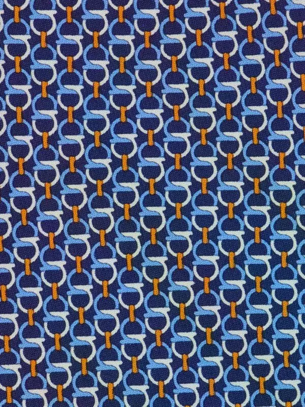 FERRAGAMO Gancini Links Print Silk Neck Tie - Blue