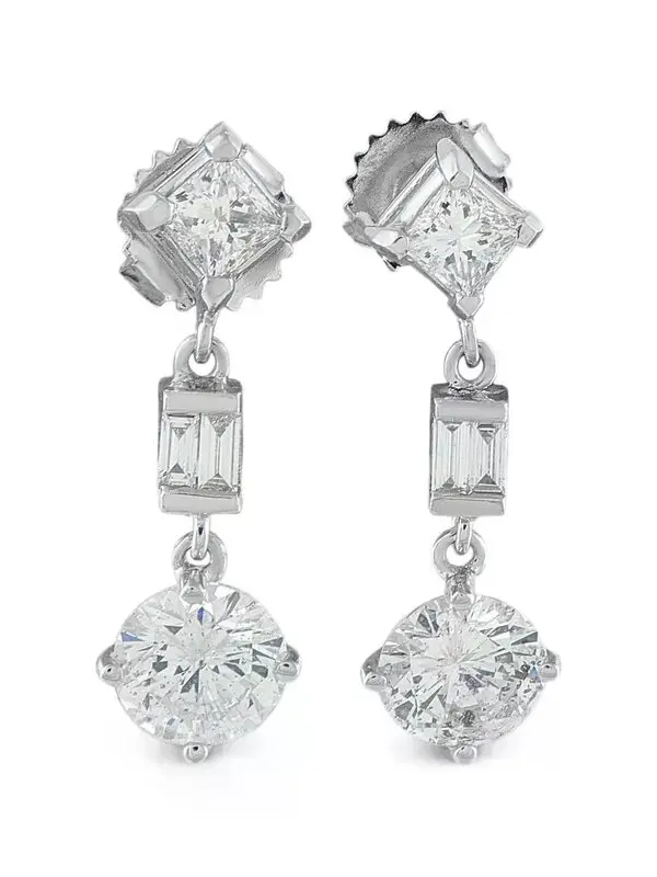 LB EXCLUSIVE 18k White Gold Diamond Drop Earrings
