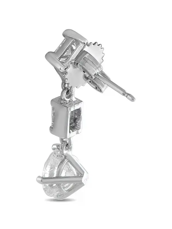 LB EXCLUSIVE 18k White Gold Diamond Drop Earrings - Silver