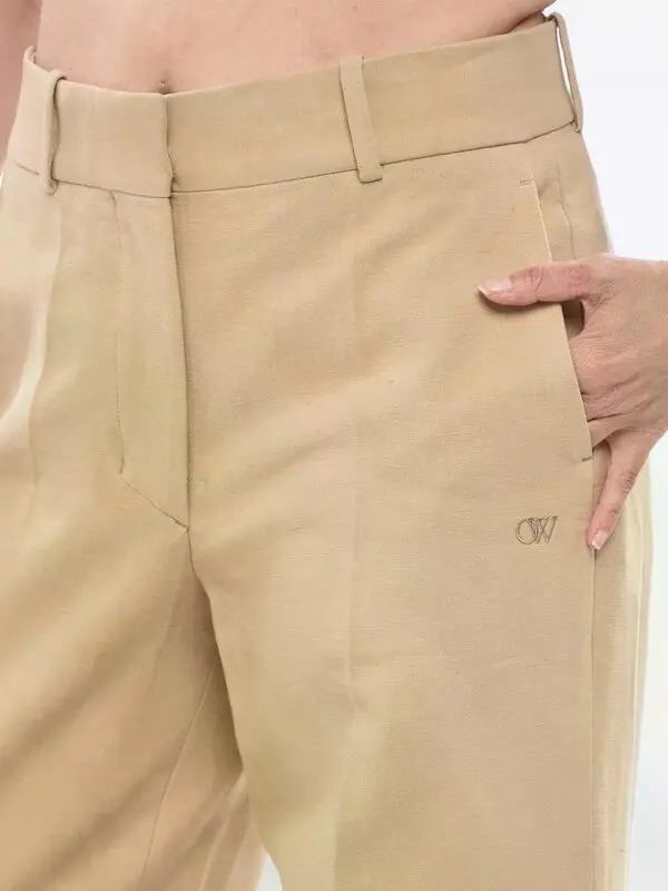 Off-White Logo-embroidered Wide-leg Pants