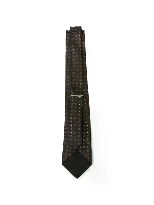 Saint Laurent Jacquard Silk Neck Tie - Brown