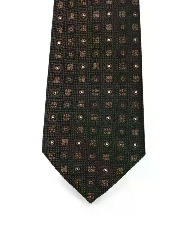 Saint Laurent Jacquard Silk Neck Tie - Brown