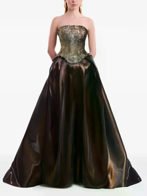 GEMY MAALOUF Embellished Strapless Gown