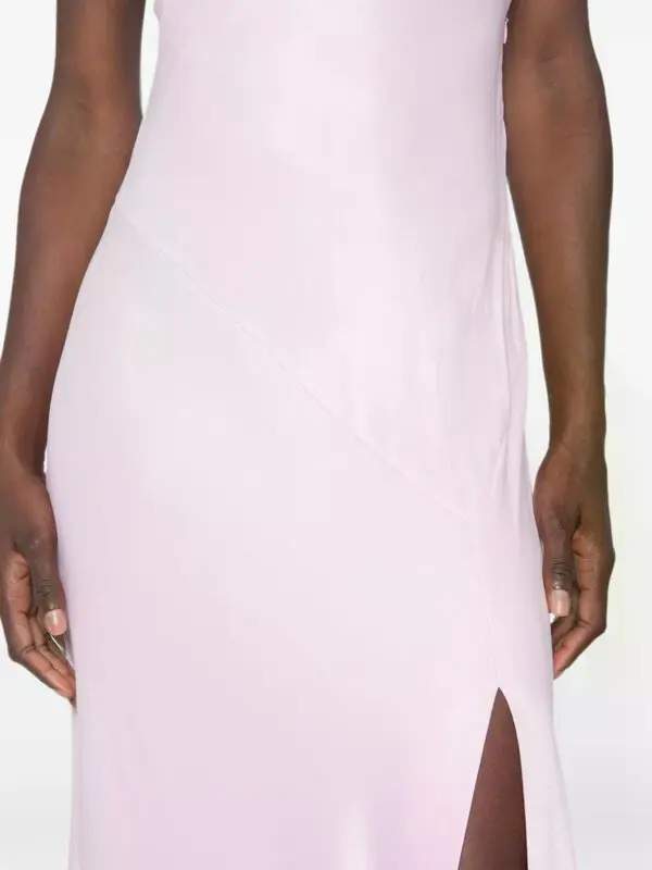 Alberta Ferretti Satin-finish Side-slit Maxi Dress