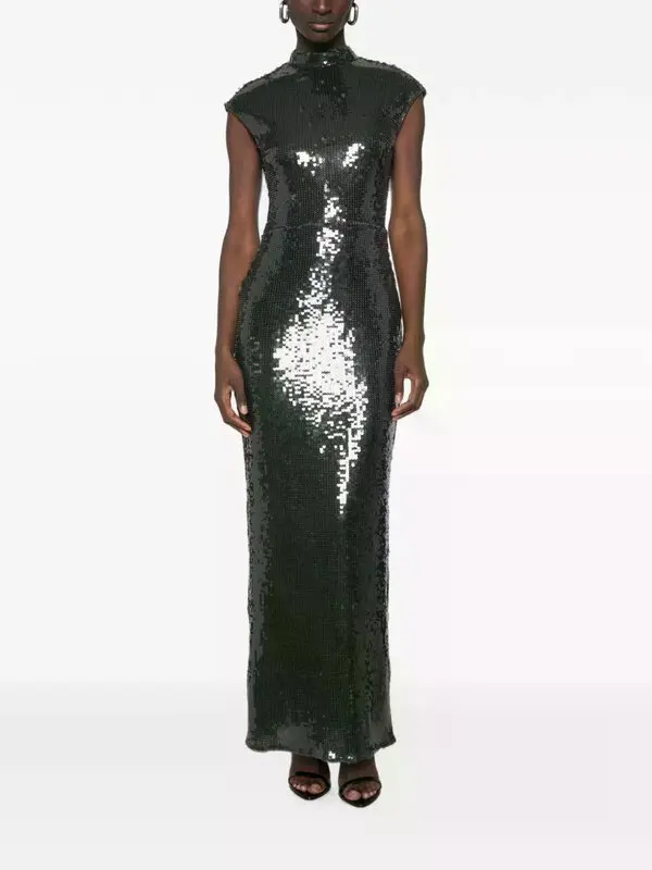 ROTATE BY BIRGER CHRISTENSEN Sequin Embellished Mock Neck Maxi Dress