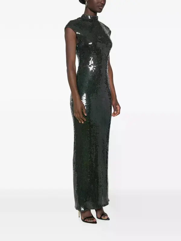 ROTATE BY BIRGER CHRISTENSEN Sequin Embellished Mock Neck Maxi Dress