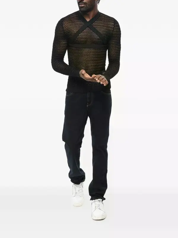 Off-White Criss-cross Net-knit Sweater