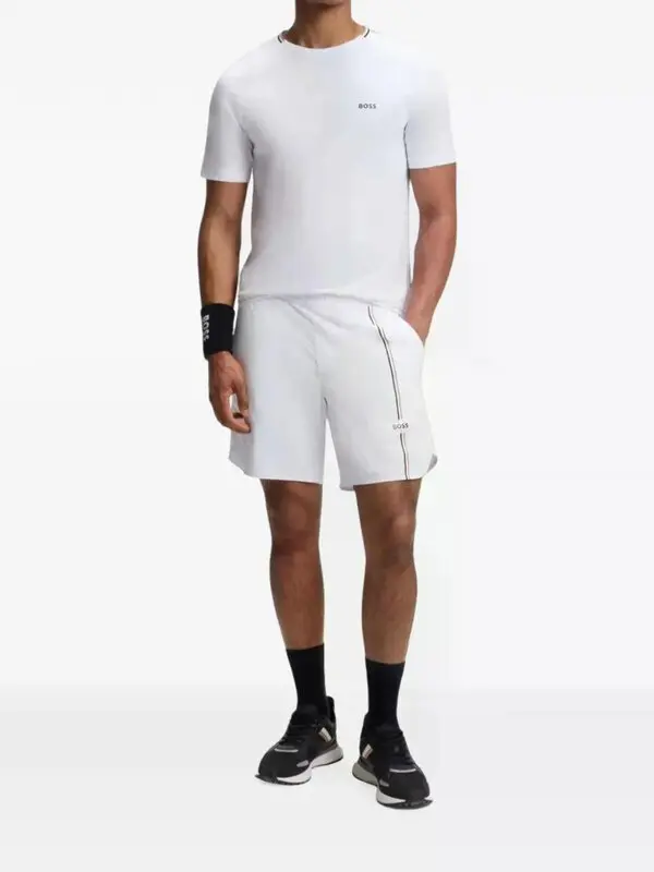 BOSS Active Moisture-wicking T-shirt With Tennis-ball Eming - White
