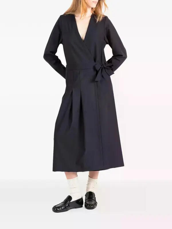 SOCIETE ANONYME Pleated Wrap Midi Dress - Blue