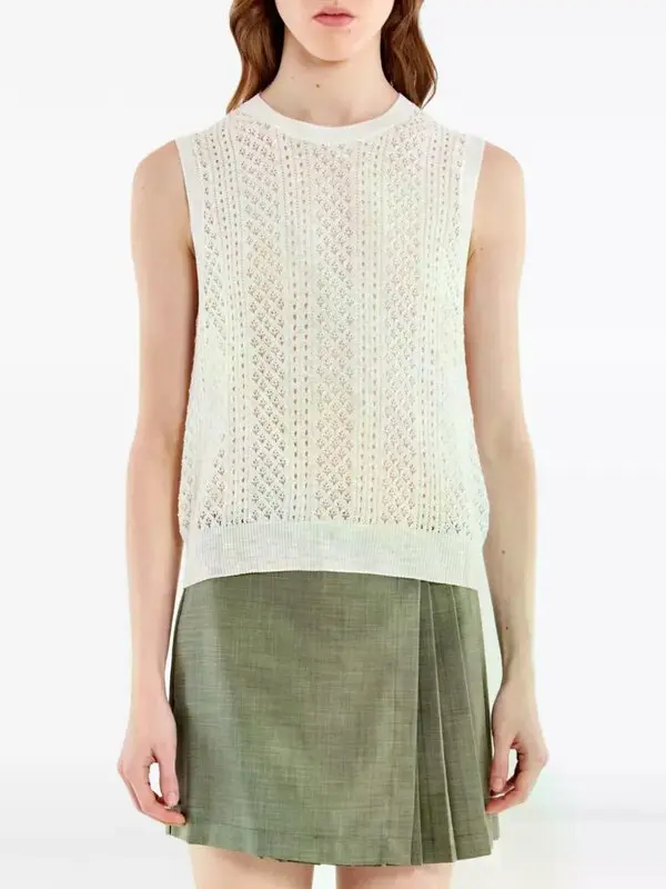 VICOLO Pointelle Knit Sleeveless Top