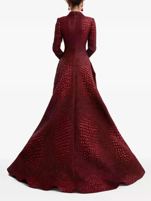 GEMY MAALOUF Croc-effect V-neck Gown