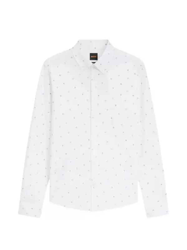 BOSS Geometric-print Button-down Shirt - White
