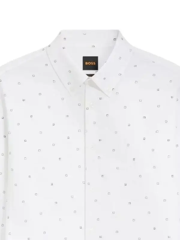 BOSS Relaxed-fit Shirt In Printed Cotton Jersey - White
