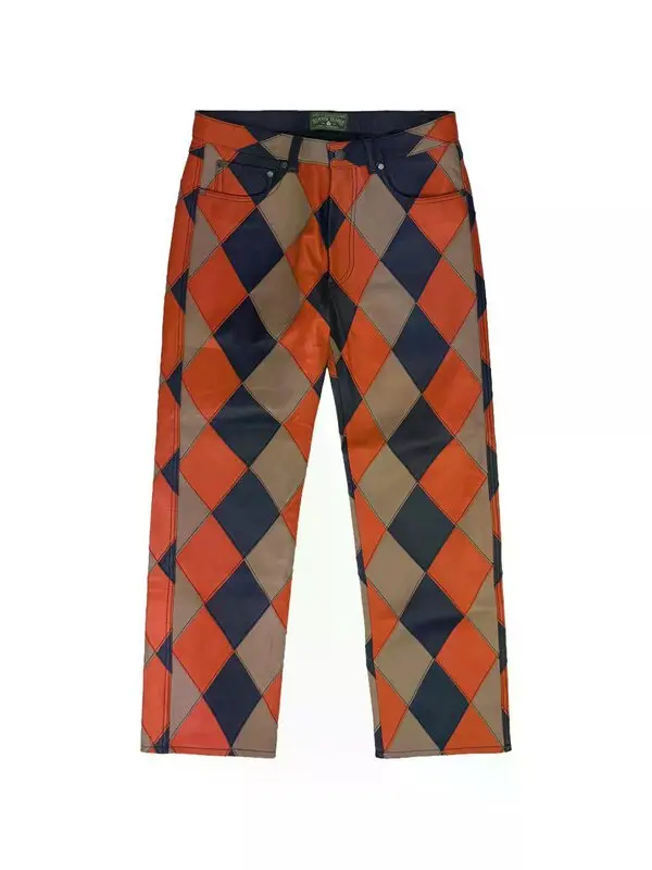 DENIM TEARS Diamond-patch Leather Trousers