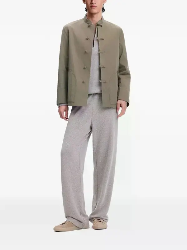 Shanghai Tang Mandarin Collar Frog Fastening Jacket - Grey