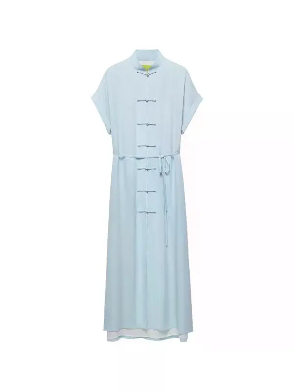 Shanghai Tang Frog-button Belted Shirt Dress