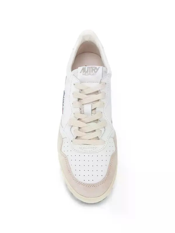 AUTRY Medalist Low Sneakers In Leather And Beige Suede - White