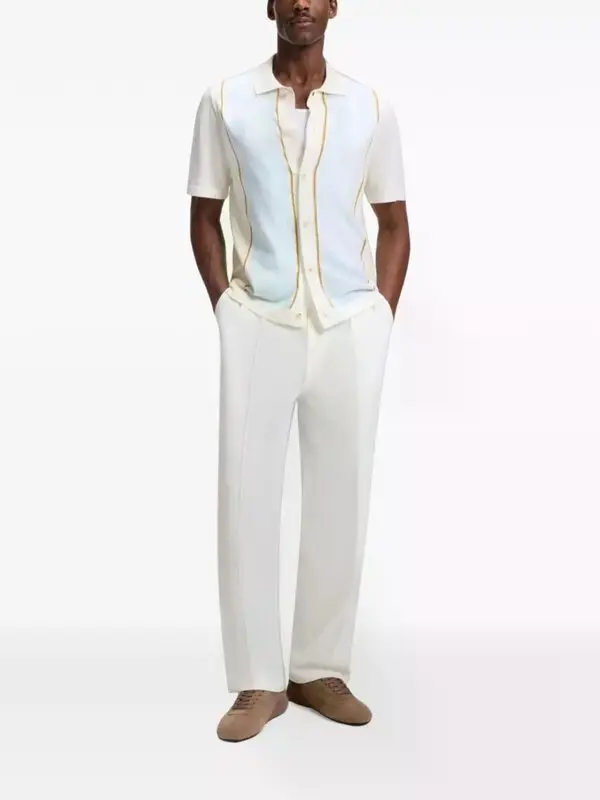 BOSS Colour-blocked Cardigan With Wing Collar - White
